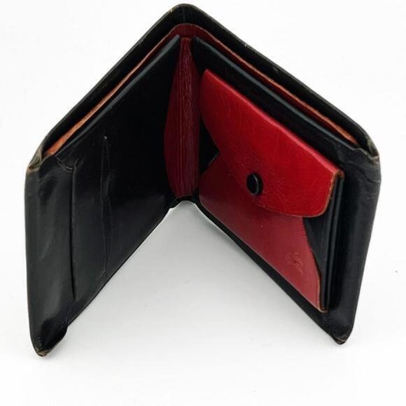 Buxton | Bags | Vintage Lady Buxton Black Red Leather Bifold Wallet ...
